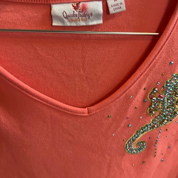 Quacker Factory | Tops | Factory Factory Orange Seahorse Blouse | Poshmark